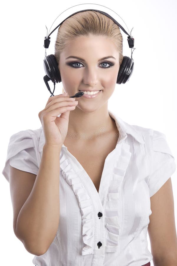 Woman wearing a headset stock image. Image of beauty - 15404075