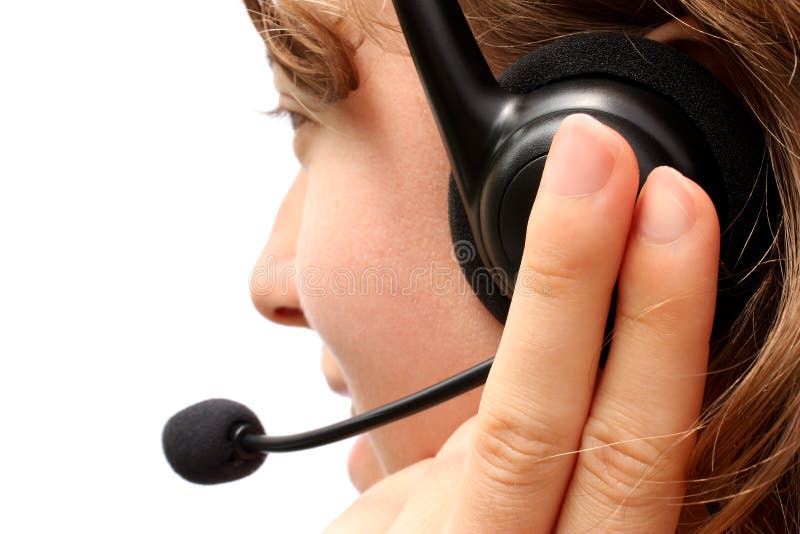 Woman wearing a headset stock photo. Image of closeup - 18277678
