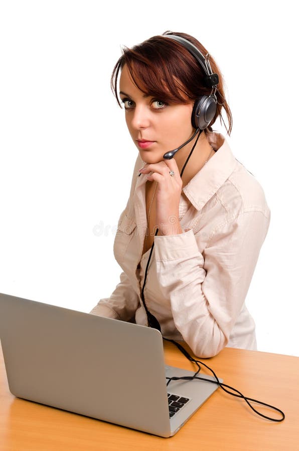 Woman wearing a headset stock photo. Image of person - 28056000