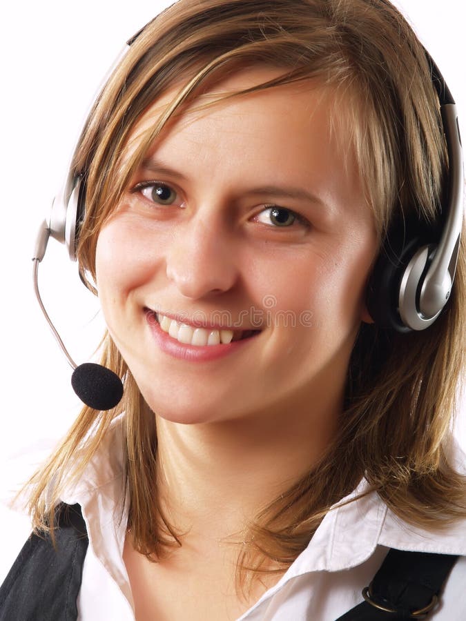 Woman wearing a headset stock image. Image of callcenter - 4253443