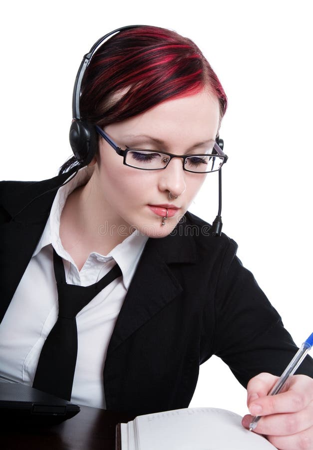 Woman wearing headset stock photo. Image of beautiful - 8655240