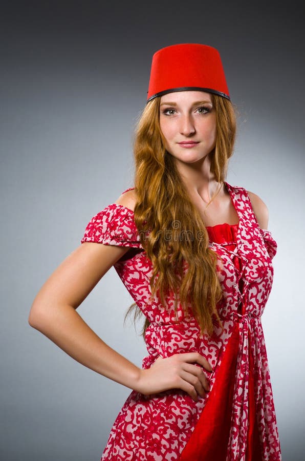 Woman wearing stock image. Image of felt, arabic, handsome - 45052523