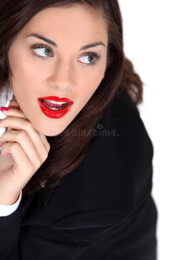 Woman wearing red lipstick stock image. Image of female - 35897363