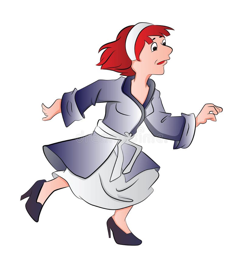Woman Wearing a Robe Running, Illustration Stock Vector - Illustration ...