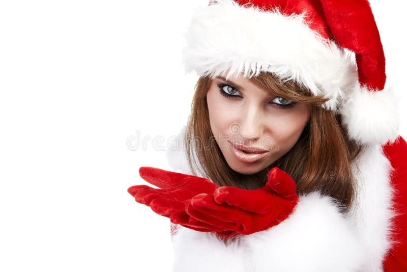 Woman wearing santa hat stock photo. Image of special - 16786188
