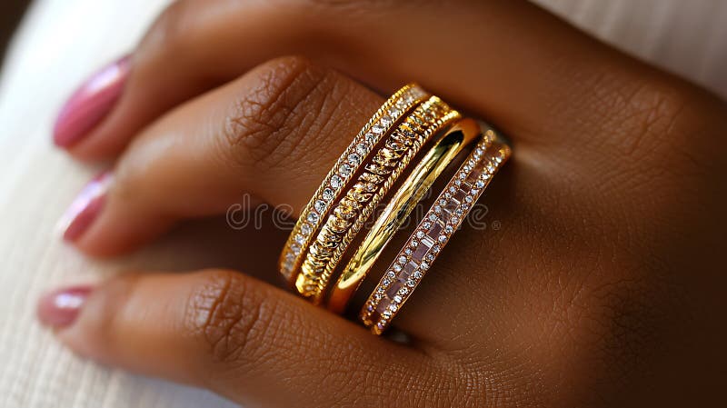 Woman Wearing Stack Gold White Rings Stock Photos - Free & Royalty-Free ...