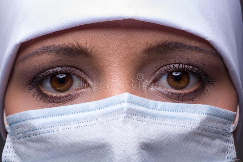 Woman Wearing Surgical Cap and Mask Stock Image - Image of healthcare ...
