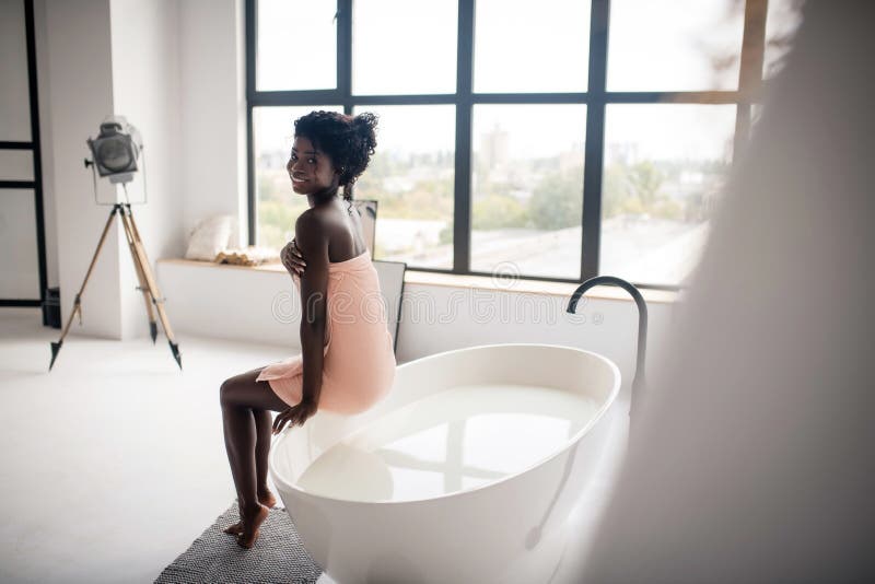 Woman Wearing Towel Sitting on Bath Near Window Stock Image - Image of ... Woman Wearing Towel Sitting on Bath Near Window Stock Image - Image of ...