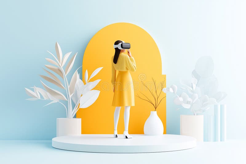 Man in VR Headset Exploring Futuristic Space Stock Photo - Image of ...