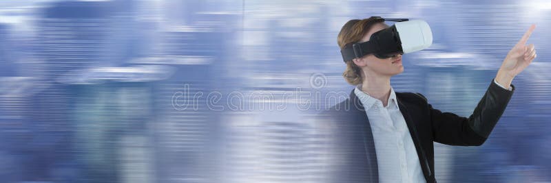 Woman Wearing Virtual Reality Headset Glasses with Motion Effects ...