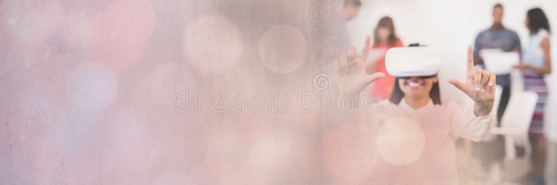 Man Wearing VR Headset with Sparkling Lights Bokeh Transition Stock ...