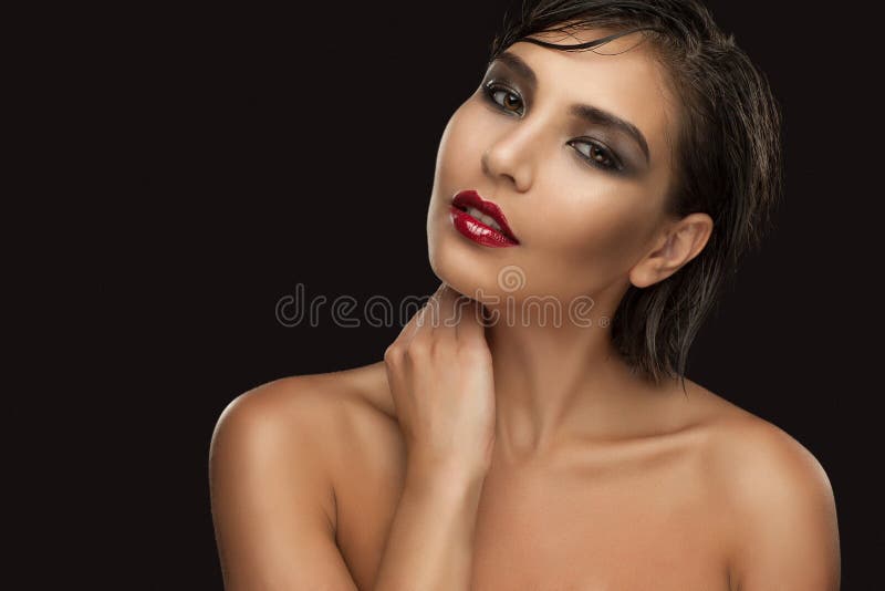 Woman with a weary look. stock photo. Image of head - 128712318