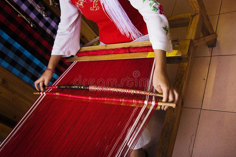 The woman of weaving stock image. Image of minority, craft - 7395675