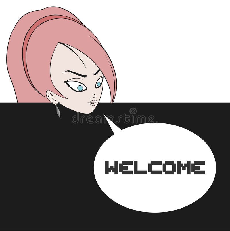 Woman Welcome Comic Message Stock Vector - Illustration of talking ...