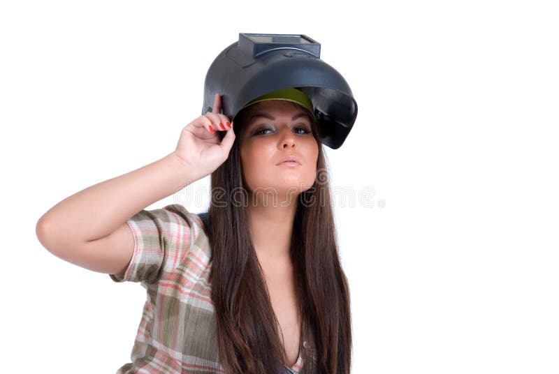 Woman in welder mask stock image. Image of attractive - 11099551