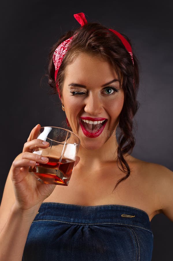 Woman with whiskey stock image. Image of housewife, posing - 66720263