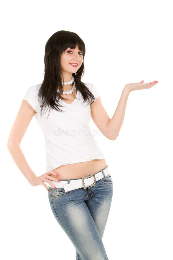 Woman on the White Background Stock Image - Image of brunette ...