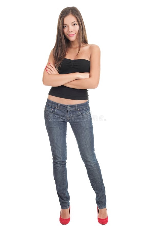 Front View of a Beautiful Standing Woman Model Posing Stock Image ...