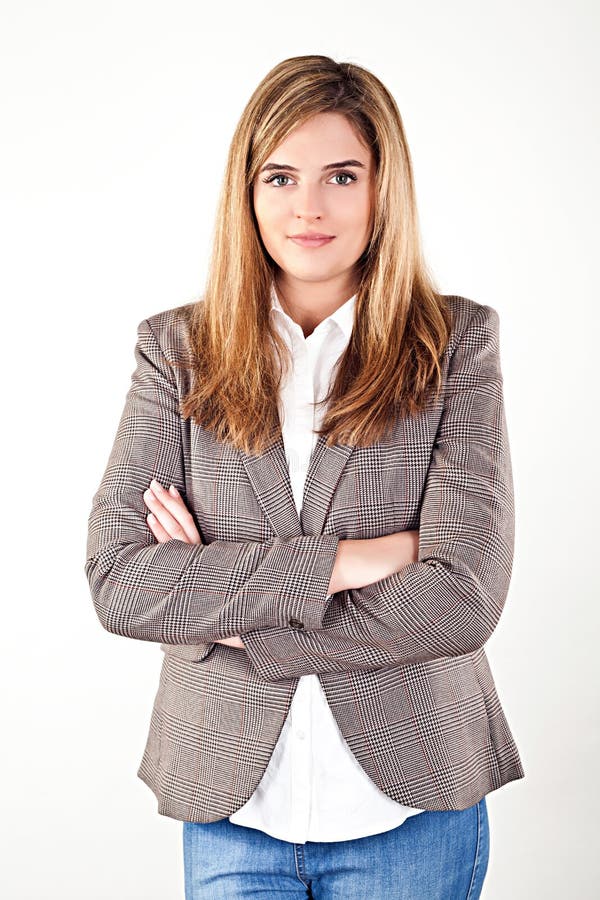 Woman on white background stock photo. Image of assistant - 30955396