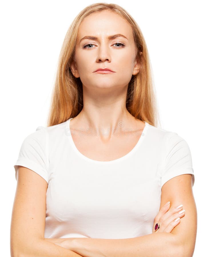 Outraged Blonde Woman with Arms Crossed Stock Photo - Image of ...