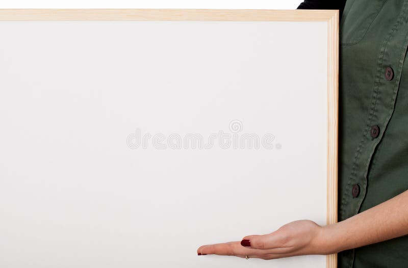 Woman with White Board - Your Text Here Stock Image - Image of ...