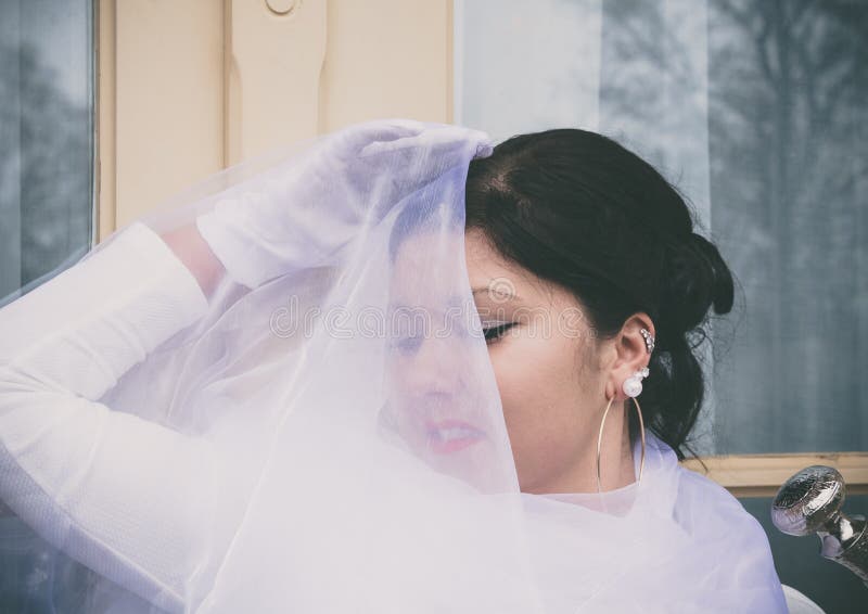 Woman with white cloth stock photo. Image of lifting - 68895638