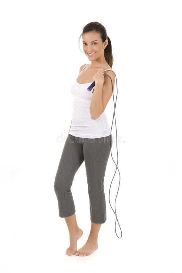Sports Woman with Jumping Rope Stock Photo - Image of exercising ...