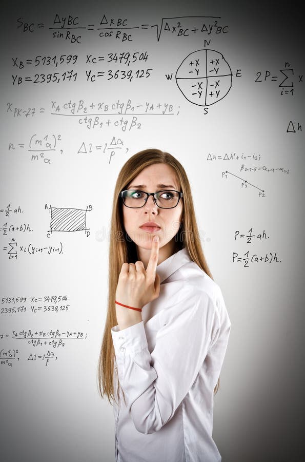 Man in White is Solving Equation Stock Photo - Image of mind, business ...