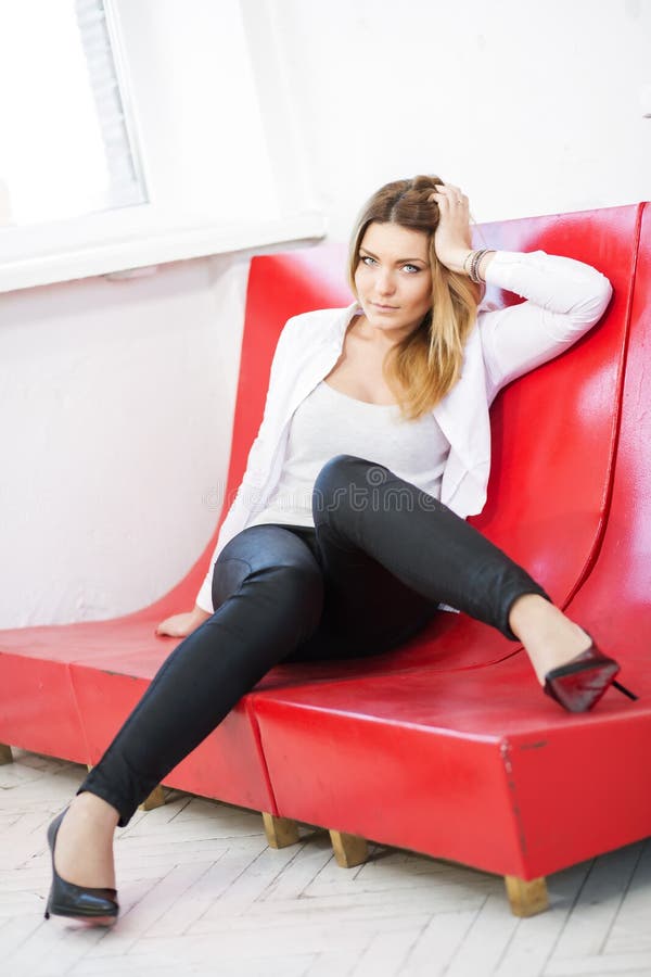 Woman in White Upper Suit Waiting Someone Stock Photo - Image of calm ...