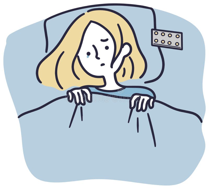 Woman Who Can`t Sleep Simple Illustration Stock Vector - Illustration ...