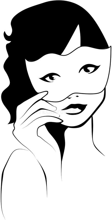 Woman Who Holds A White Mask Stock Vector Illustration Of Dark