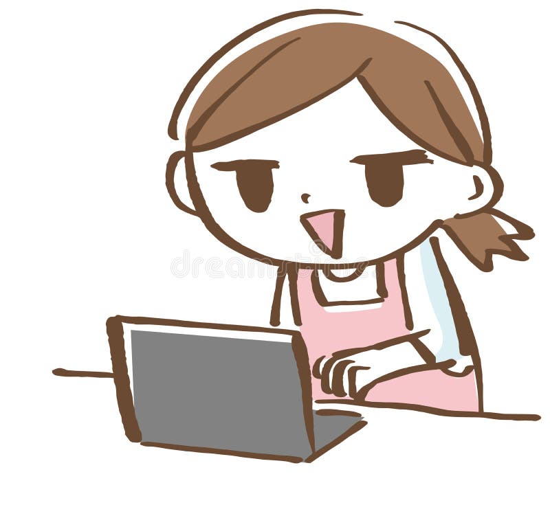 A Woman Who Operates A Personal Computer Stock Vector Illustration Of