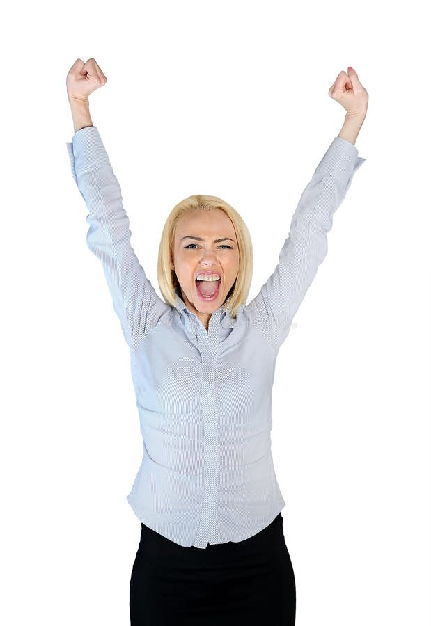 Woman winner stock image. Image of raised, celebrate - 49408171