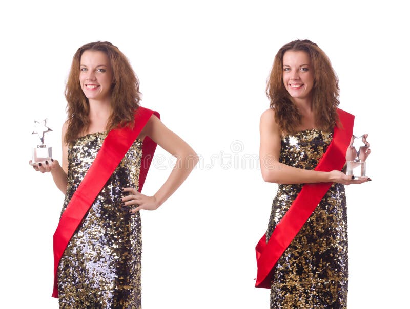 The Woman Winning the Beauty Contest Stock Photo - Image of bright ...