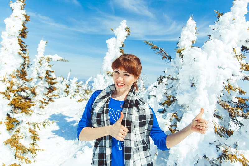 Woman in Winter Shows Class Stock Image - Image of hair, mountain ...