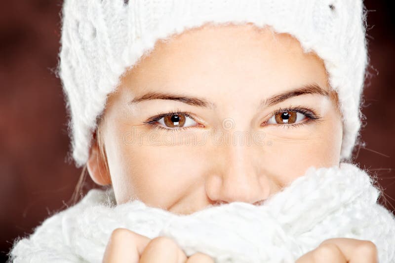 Woman in Wool Sweater and Cap Stock Photo - Image of health, care: 27173346