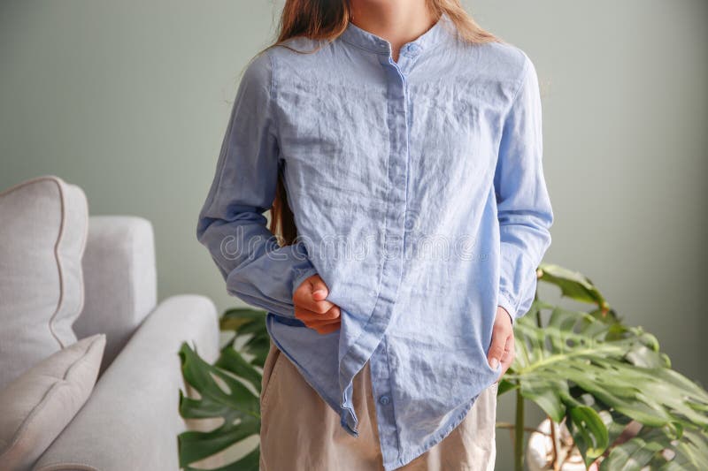 The Woman Wore a Rumpled Shirt Stock Image - Image of cloth, apparel ...