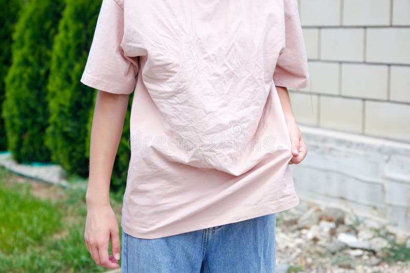 The Woman Wore a Rumpled T-shirt Stock Image - Image of crumpled ...