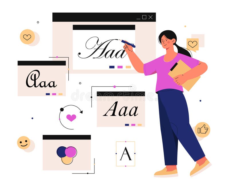 Woman Work with Calligraphy Stock Vector - Illustration of infographic ...