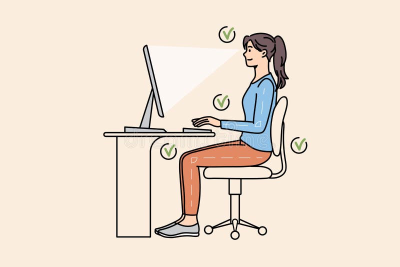 Correct Sit Position Posture. Ergonomic Computer Desk Correct Posture ...