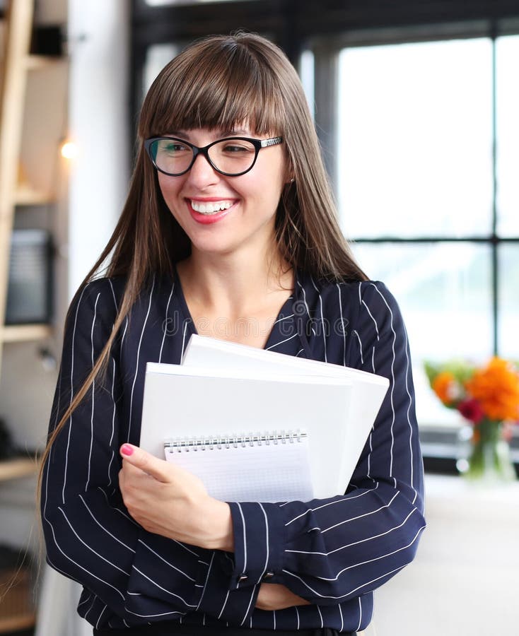 Woman at work stock photo. Image of glasses, girl, indoor - 60385276