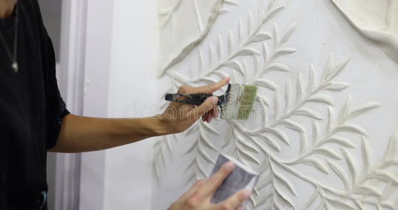 Female Hands at Work Carve Bas Relief Using Tool Stock Video - Video of ...
