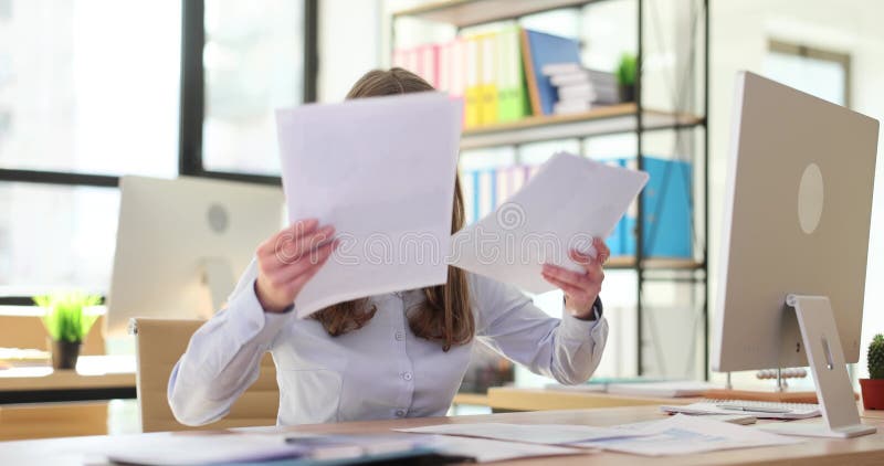 Woman Worker Compares Documents after Learning about Mistake Stock ...