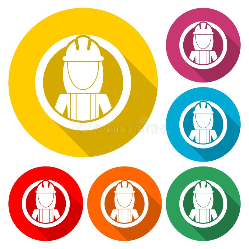 Woman Worker Construction Icon with Long Shadow Stock Illustration ...