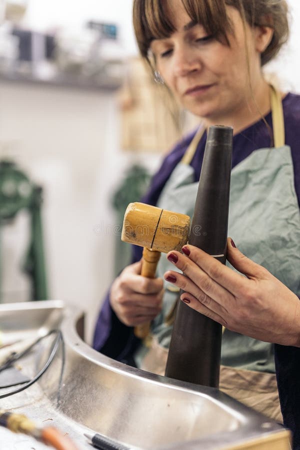 Woman Working in Artisan Workshop Stock Photo - Image of designer ...