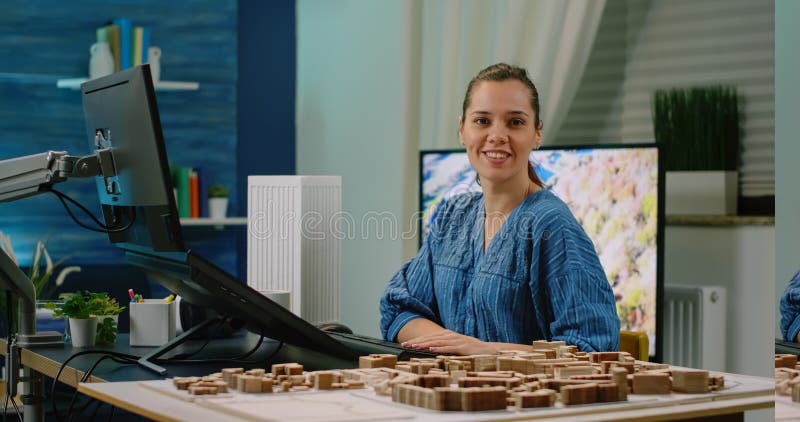 Woman Working As Engineer Designing Building Model Stock Photo - Image ...