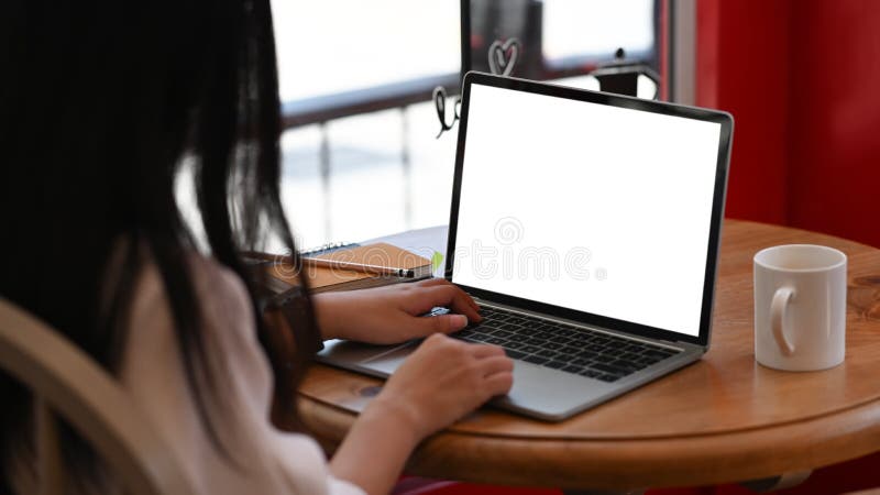 Woman Working As Website Administrator Typing On Keyboard Of White