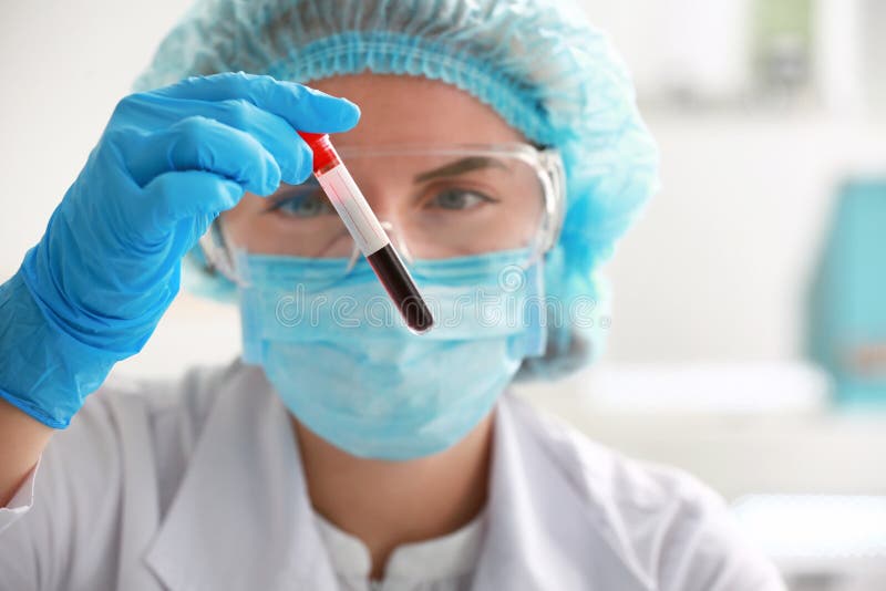 Woman Working with Blood Sample in Laboratory Stock Photo - Image of ...