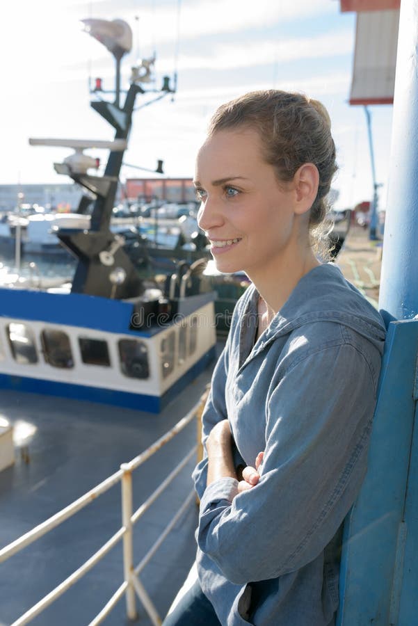 Woman working on boat stock photo. Image of dock, management - 172816312