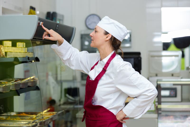 Woman working at buffet stock image. Image of server - 206331005